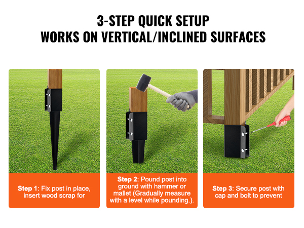 VEVOR Fence Post Anchor Ground Spike, 8 Pack 24 x 4 x 4 Inches Outer ...