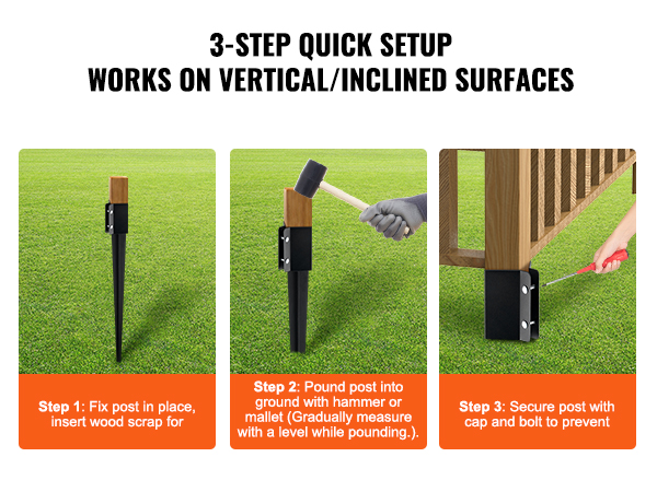 VEVOR Fence Post Anchor Ground Spike, 4 Pack 36 x 4 x 4 Inches Outer ...