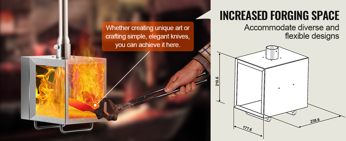 VEVOR Portable Propane Forge, 1 Burner Farrier Forge, 2600℉ Tool and ...