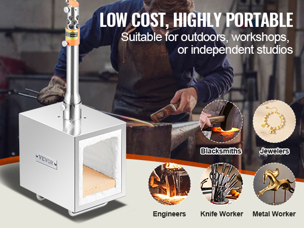 VEVOR Portable Propane Forge 1 Burner Farrier Forge 2600℉ Knife Metal ...