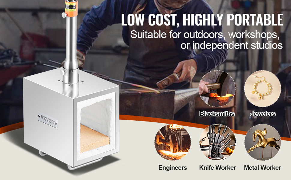 VEVOR Portable Propane Forge 1 Burner Farrier Forge 1427℃ Knife Metal ...