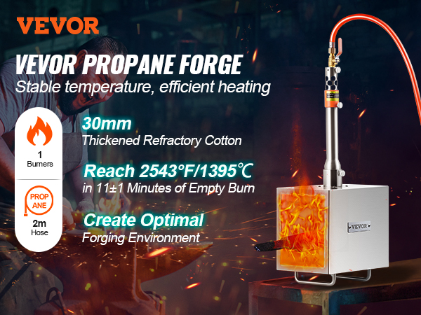 VEVOR Portable Propane Forge 1 Burner Farrier Forge 2600℉ Knife Metal ...