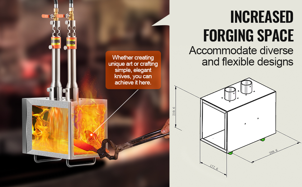 VEVOR Portable Propane Forge 2 Burner Farrier Forge 2600℉ Knife Metal ...