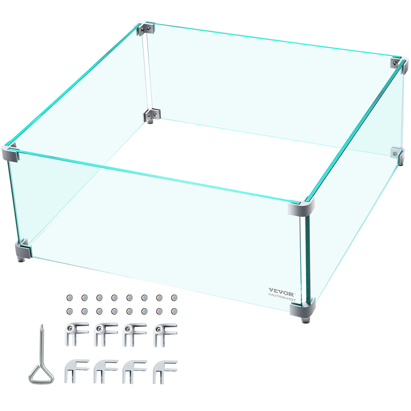 VEVOR Fire Pit Wind Guard, 14 x 14 x 6 Inch Glass Wind Guard ...