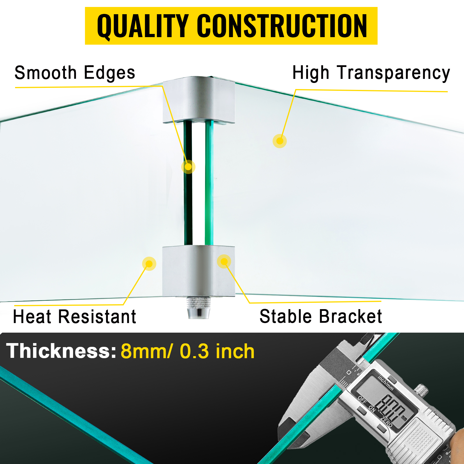 VEVOR Fire Pit Wind Guard, 22 x 22 x 9 Inch Glass Wind Guard ...