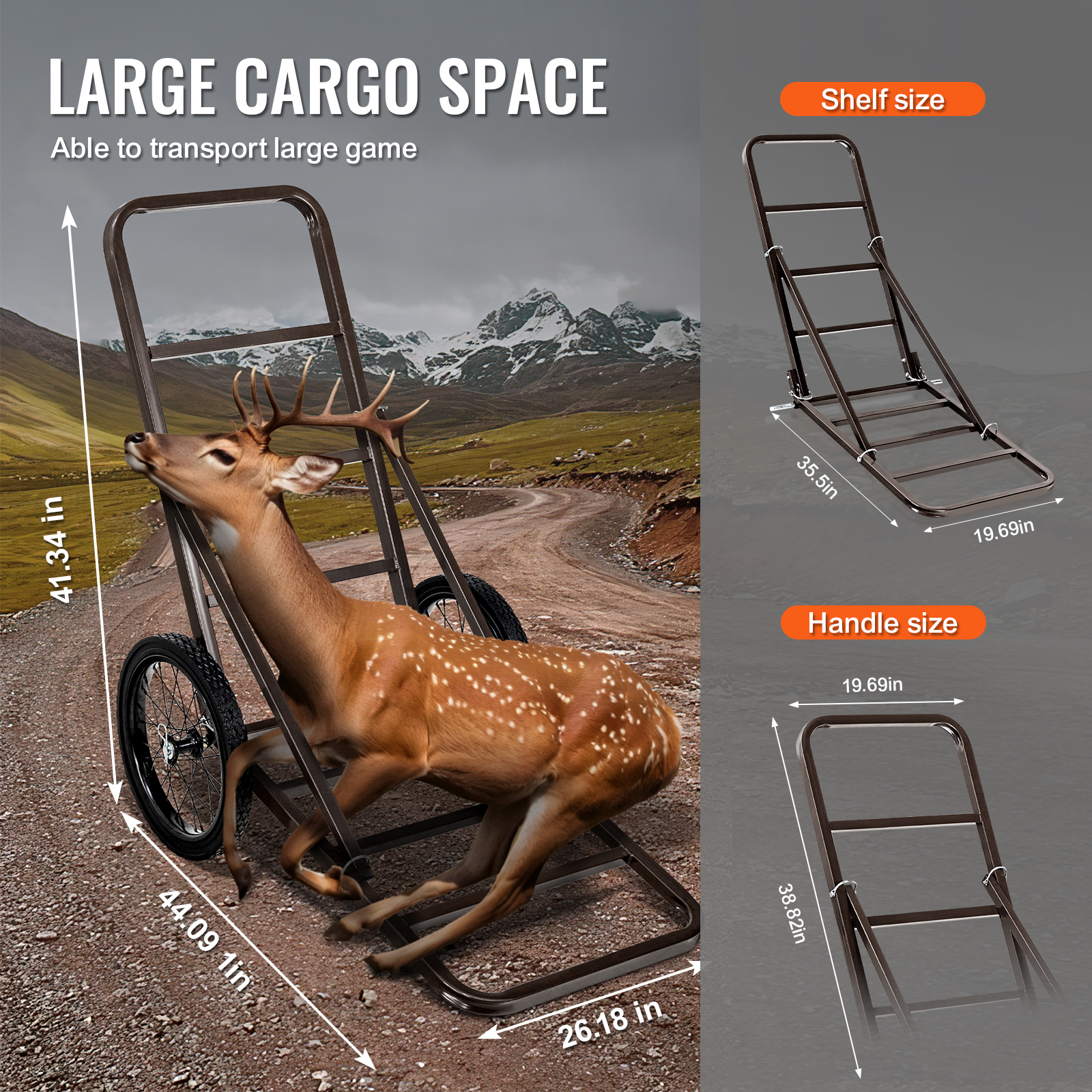 Folding Deer Cart Game Hauler Utility Gear Dolly 500/300 LBS Capacity ...