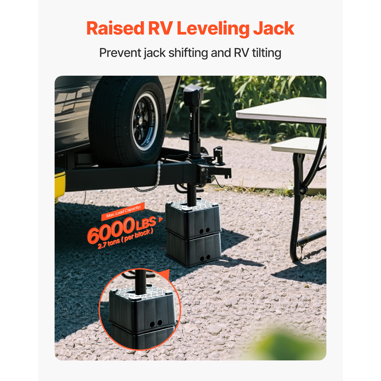 Mophorn Trailer Jack Blocks, 6" High Heavy-Duty RV Leveling Blocks ...