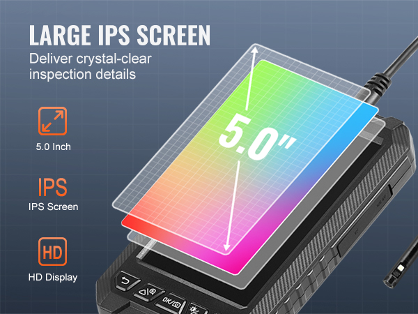 VEVOR Endoscope Camera with Lights Triple Lens Borescope 16.4FT Cable 5 ...