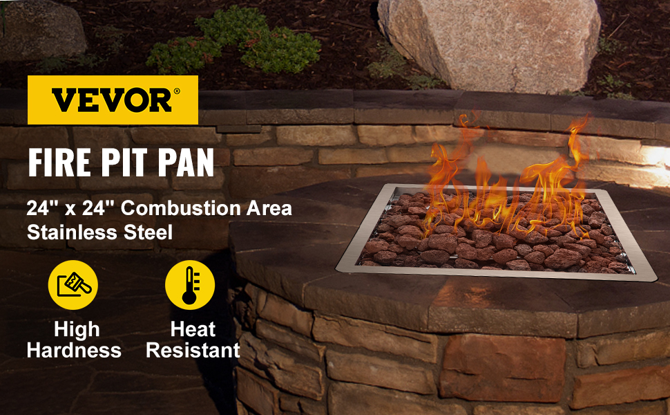 Vevor Drop In Fire Pit Pan Gas Fire Pan 24" X 24" Fire Pit Pan ...