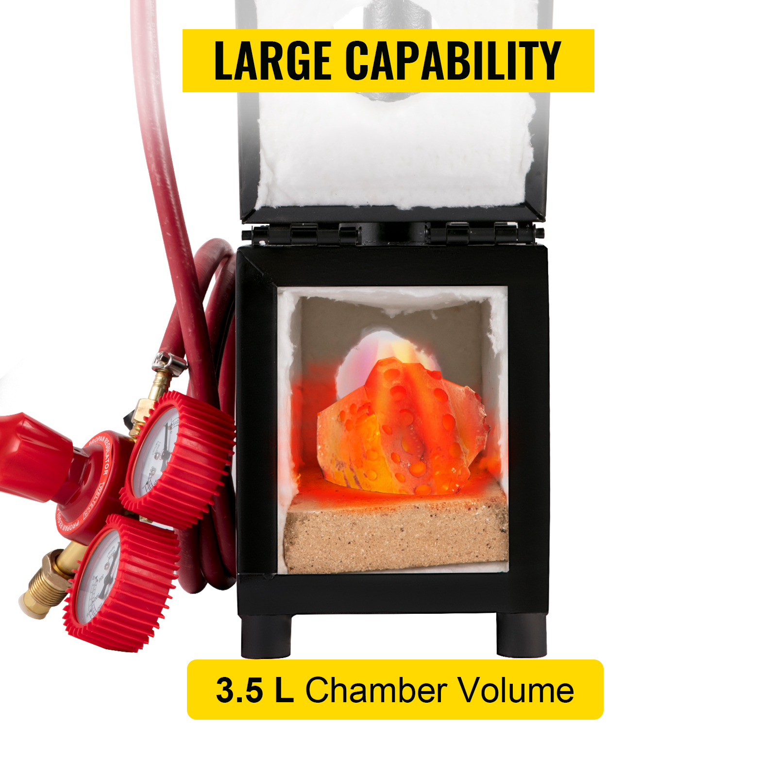 VEVOR Propane Gas Forge 3.5L Square Portable Fusion Oven, Forge with 1 ...