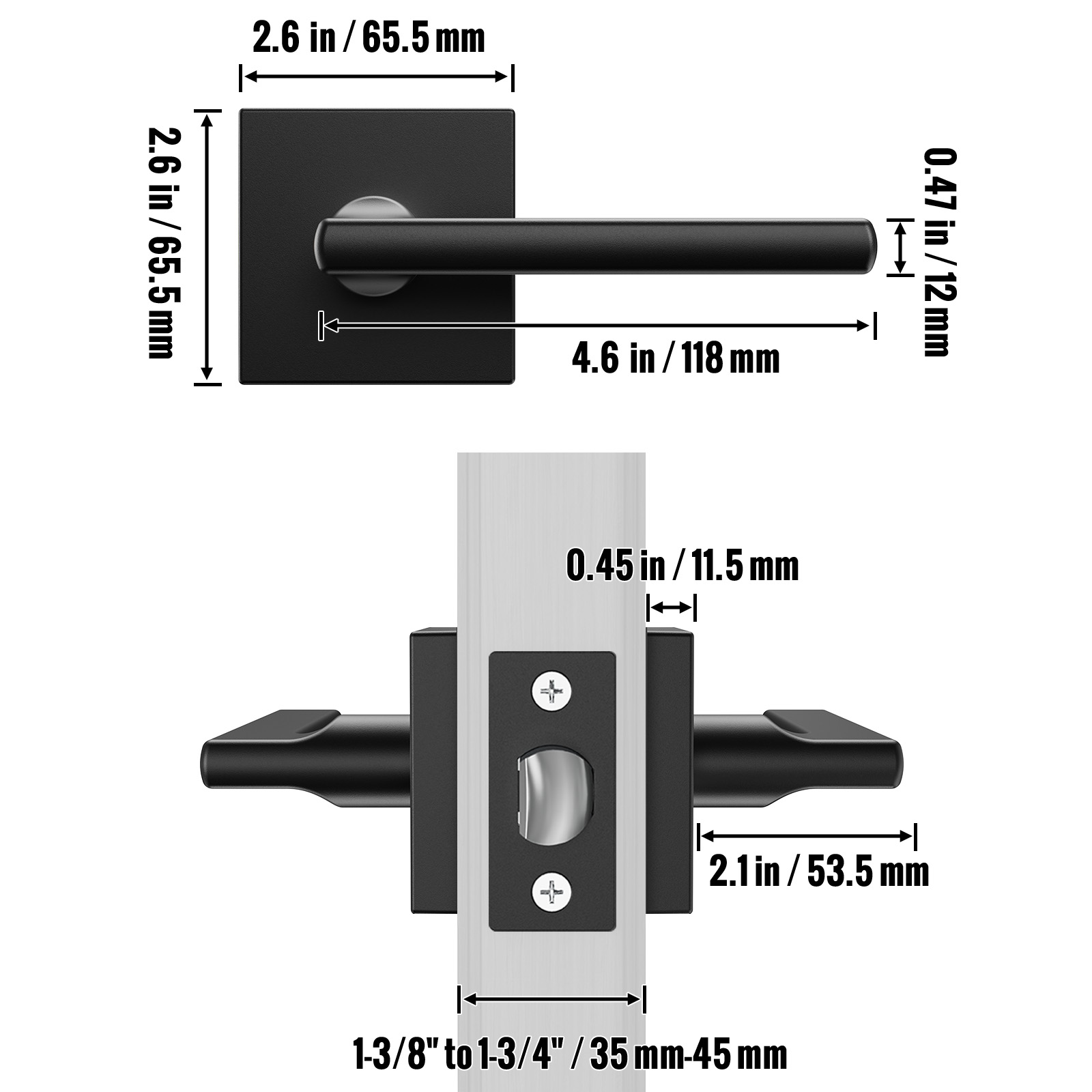 VEVOR Passage Door Handle, 5 Pack Matte Black Door Lever, Left or Right ...