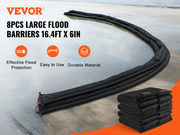VEVOR Flood Barriers, Water Flood Dam Bags 8 Pack, Water Barriers for ...
