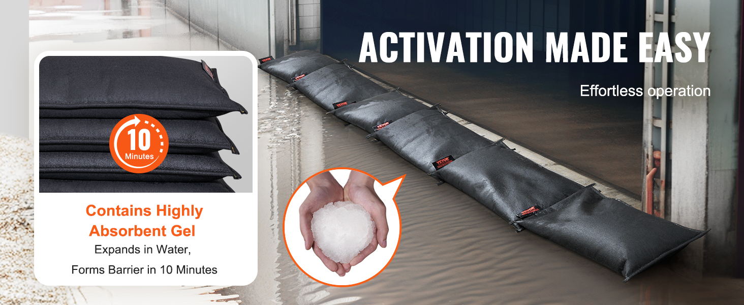 VEVOR Flood Barriers, Water Flood Dam Bags 6 Pack, Water Barriers for ...