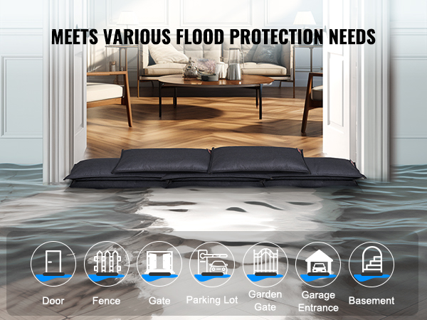 VEVOR Flood Barriers, Water Flood Dam Bags 6 Pack, Water Barriers for ...