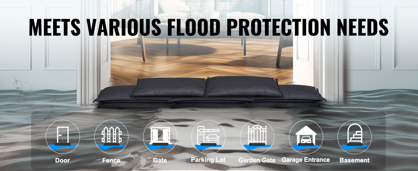 VEVOR Flood Barriers, Water Flood Dam Bags 6 Pack, Water Barriers for ...