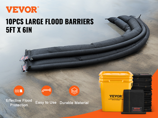 VEVOR Flood Barriers, Water Flood Dam Bags 10 Pack, Water Barriers for ...