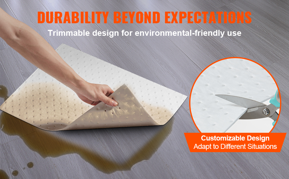 VEVOR Spill Absorbent Pads, Oil Absorbing Mat Absorbs up 20 Gal, 15" L ...