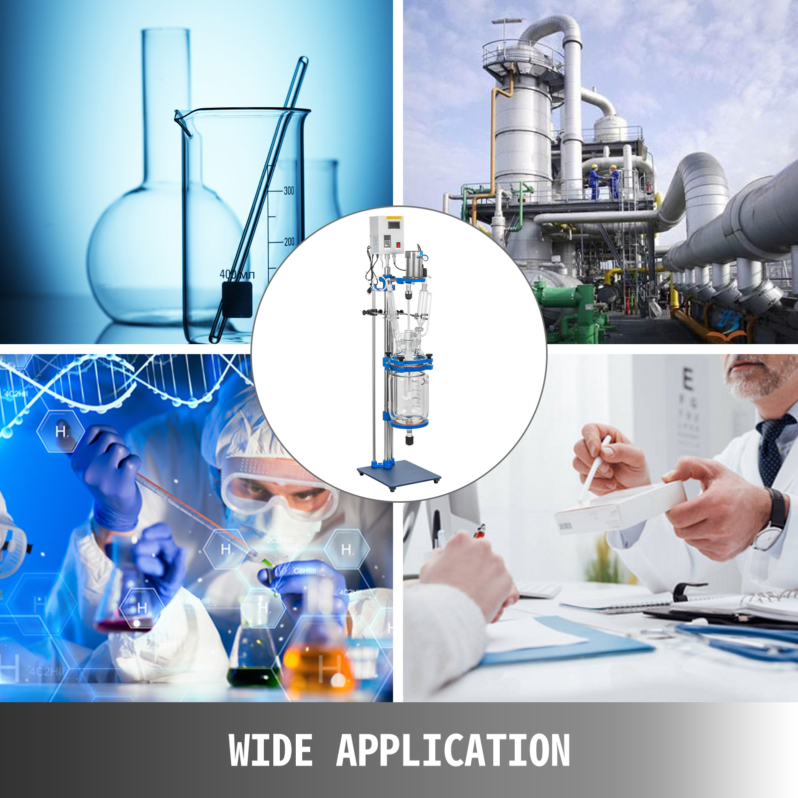 VEVOR Jacketed Reactor 5L Laboratory Glass Reactor, Jacketed Glass ...