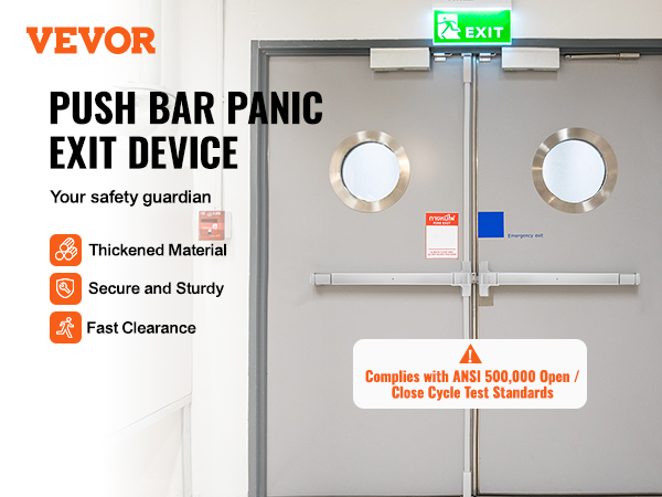VEVOR Push Bar Door Locks, Carbon Steel Panic Bars for Exit Doors, with ...