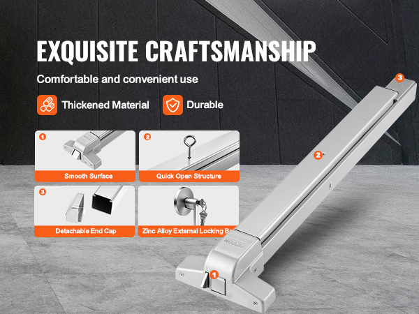 VEVOR Push Bar Door Locks, Carbon Steel Panic Bars for Exit Doors, with ...