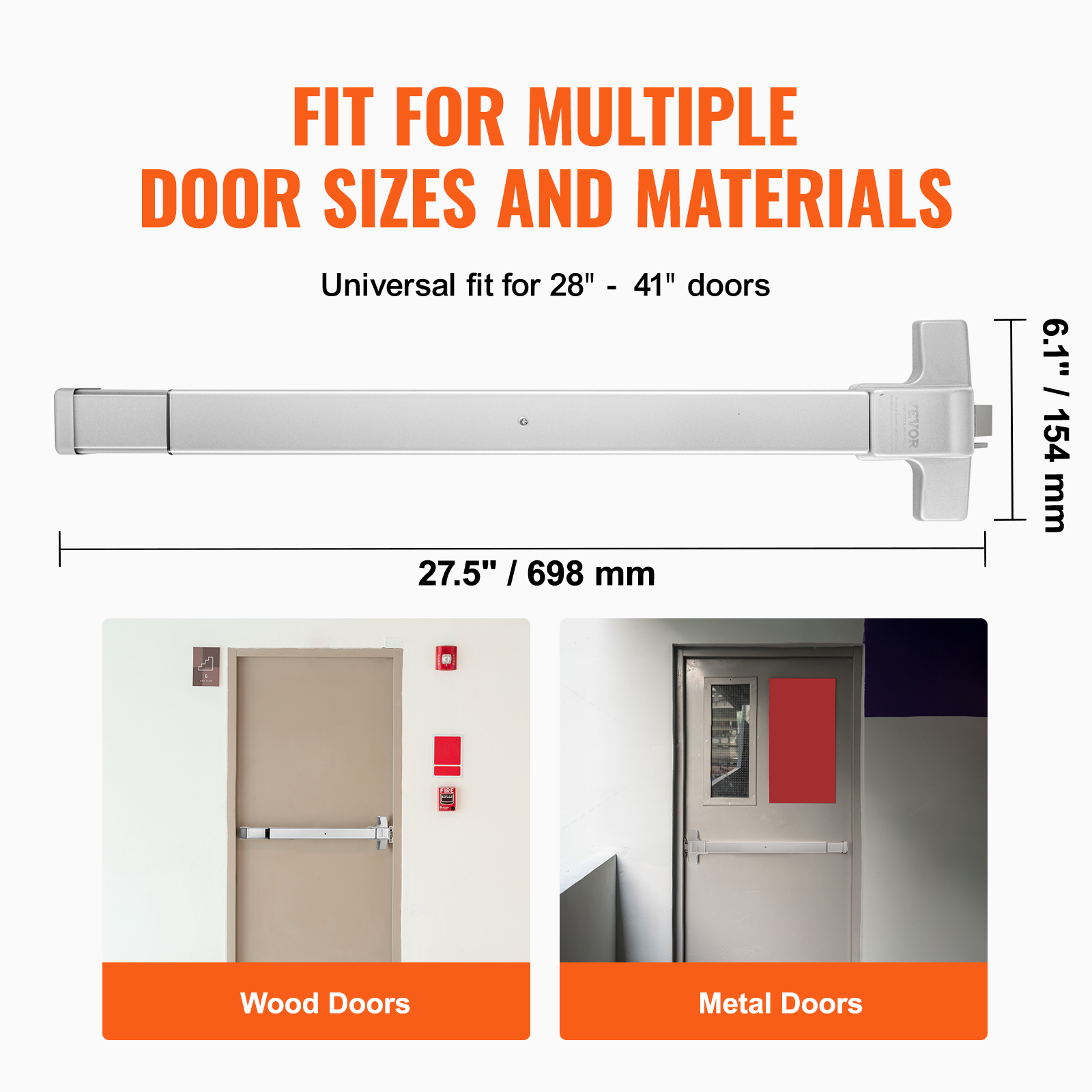 VEVOR Push Bar Door Locks Stainless/Carbon Steel for Exit Doors with ...