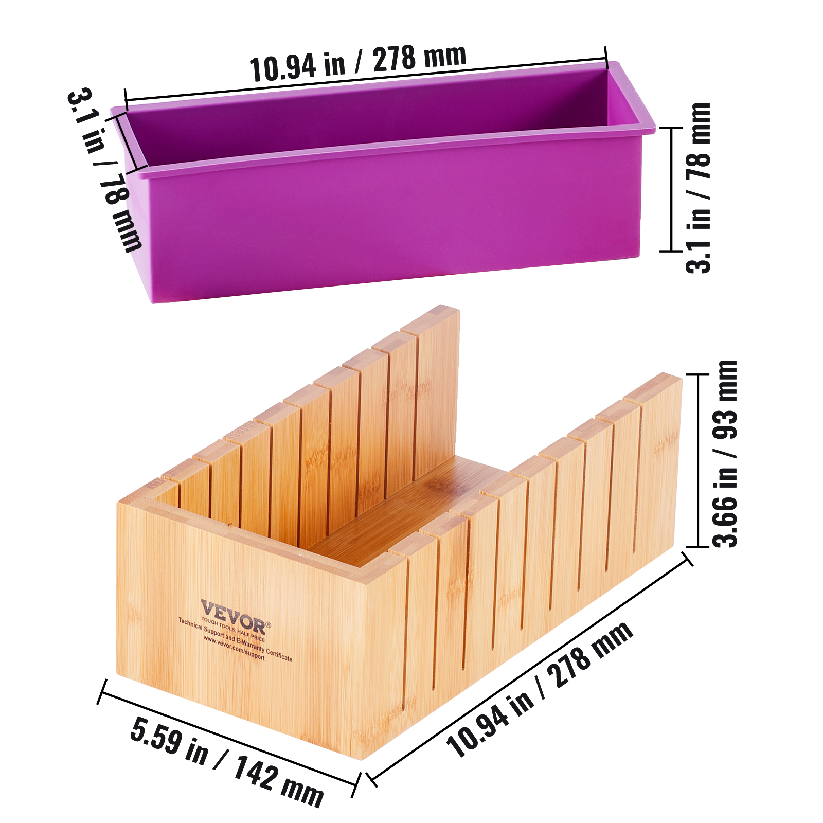 VEVOR Soap Making Kit, Bamboo Cutting Box and Inner Box with Silicone ...