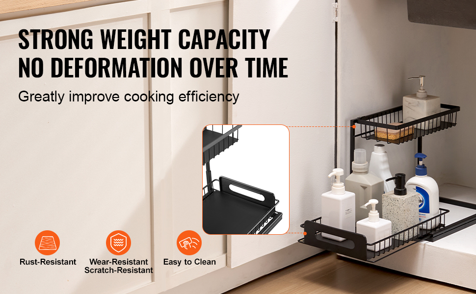 2-Tier Wire Pull Out Cabinet Under Sink Organizer 10.7"x14.2" Drawer ...