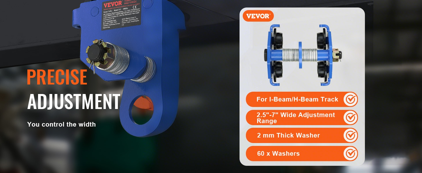 1 Ton Load Trolley YOUEON 1-Ton Manual Push Beam Trolley – Heavy Duty I ...