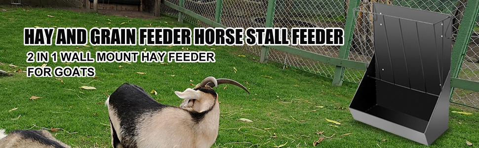VEVOR Hay and Grain Feeder 2 In 1 Horse Stall Feeder Galvanized Sheet ...