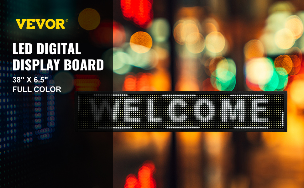 Vevor Led Scrolling Sign 38"x6.5" P10 Programmable White Sign Board ...