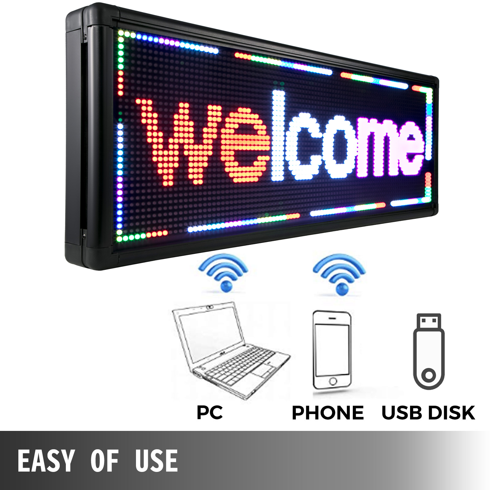 LED Scrolling Sign P10 Red White Pink 40" x 15" Programble Advertising ...