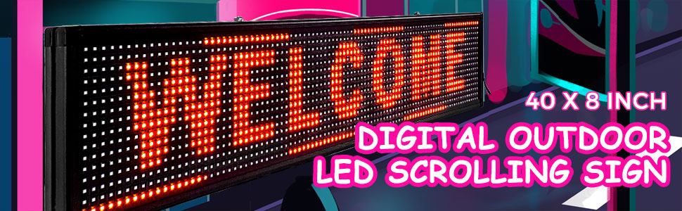 Led Sign Led Scrolling Sign 100x20cm Red Message Board Outdoor Smd w ...