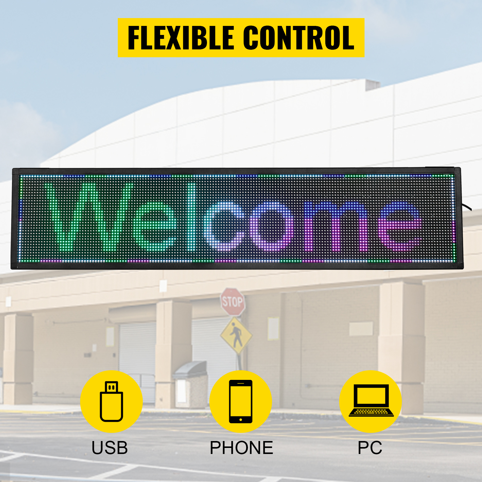 VEVOR LED Scrolling Sign, 40" x 9" WiFi & USB Control P6 Programmable ...