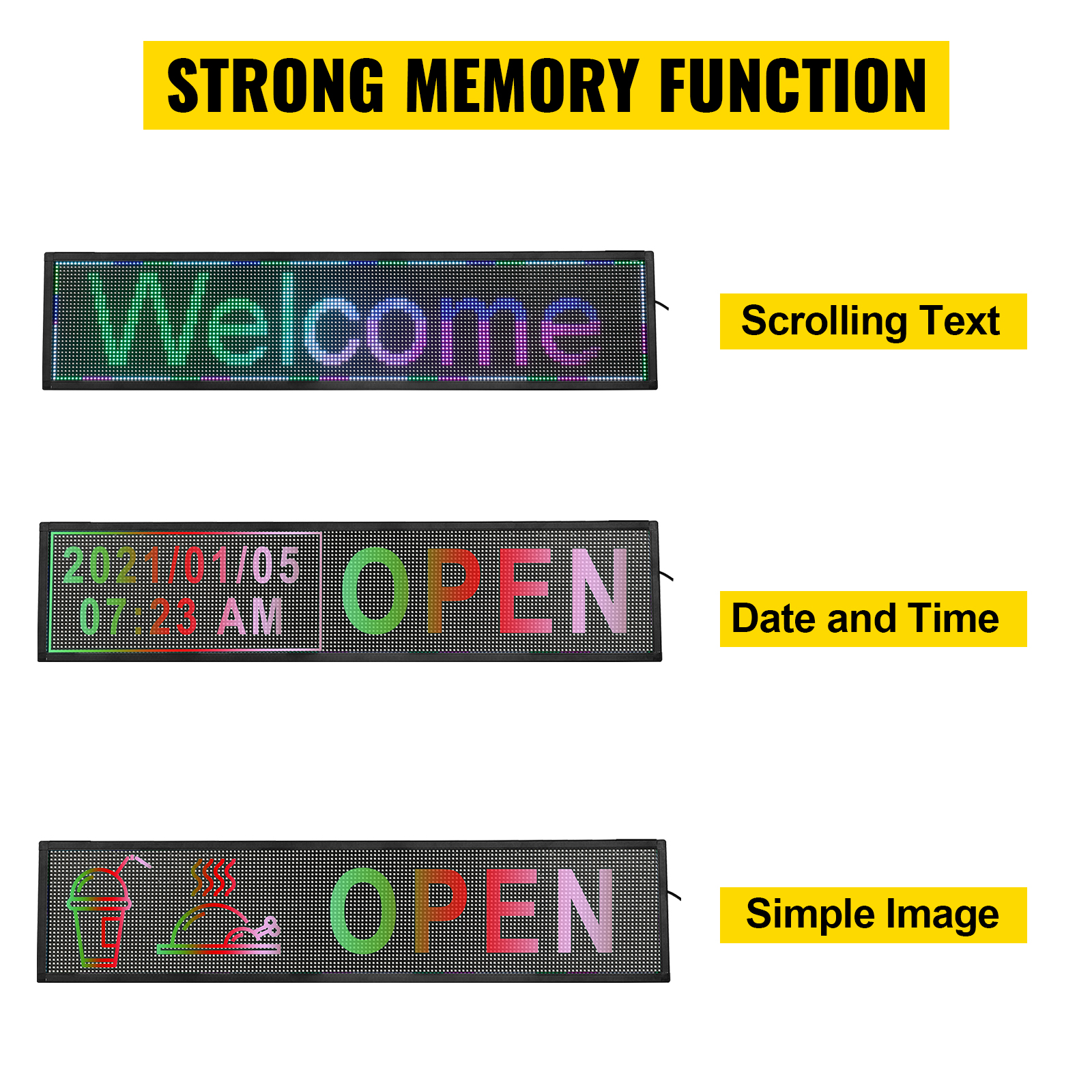 VEVOR LED Scrolling Sign, 40" x 9" WiFi & USB Control P6 Programmable ...
