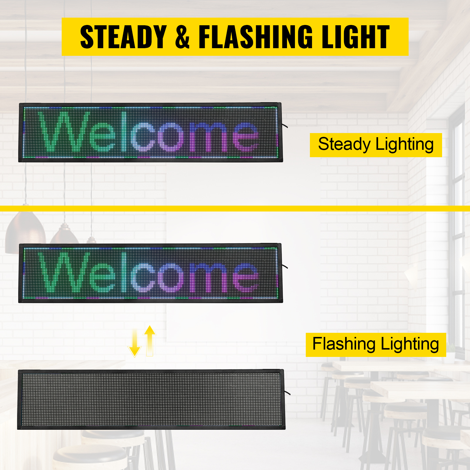 VEVOR LED Scrolling Sign, 40" x 9" WiFi & USB Control P6 Programmable ...