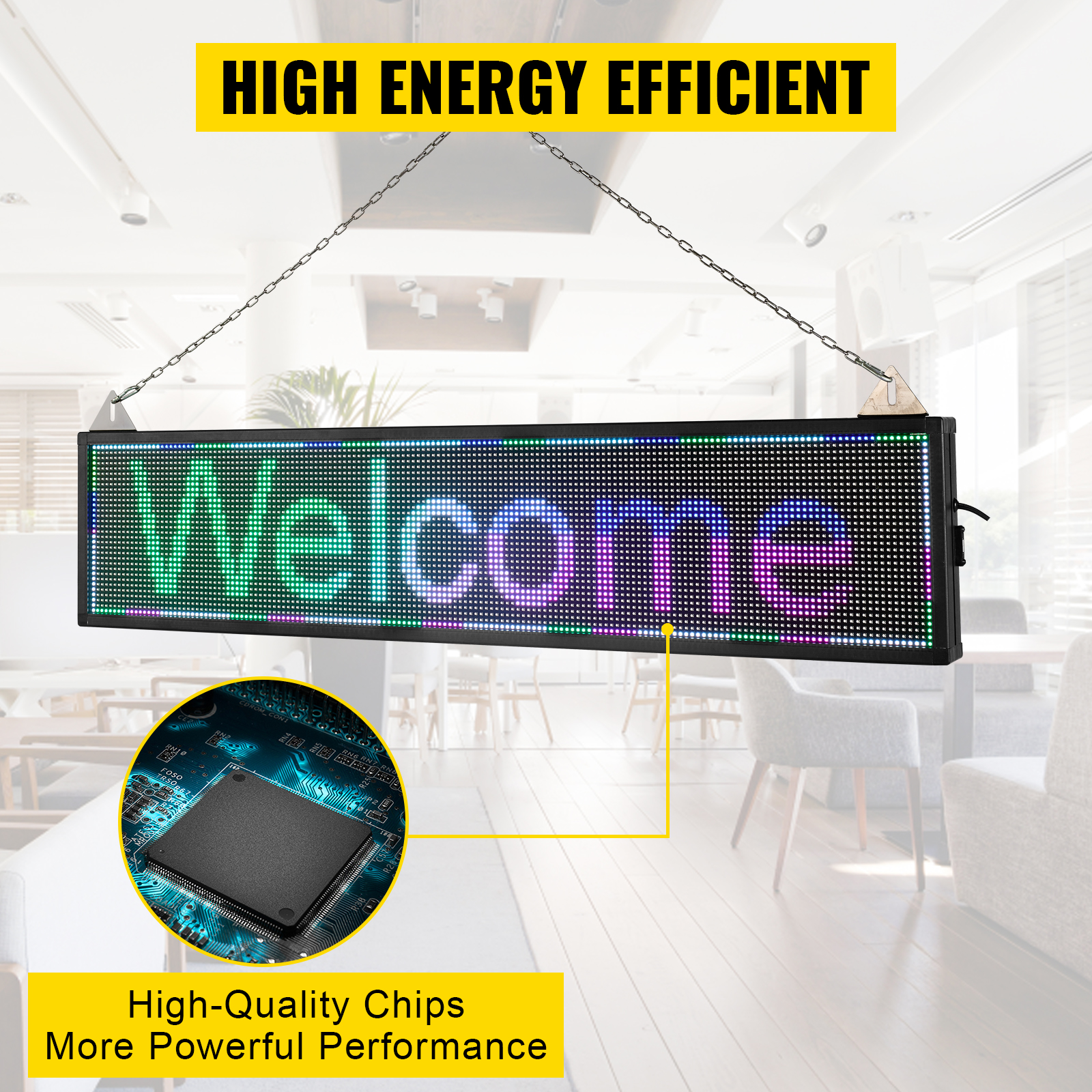 VEVOR LED Scrolling Sign, 40" x 9" WiFi & USB Control P6 Programmable ...