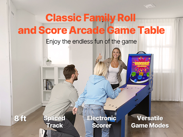 8 ft Roll & Score Arcade Game Table Electronic Scorer Family Game Room ...