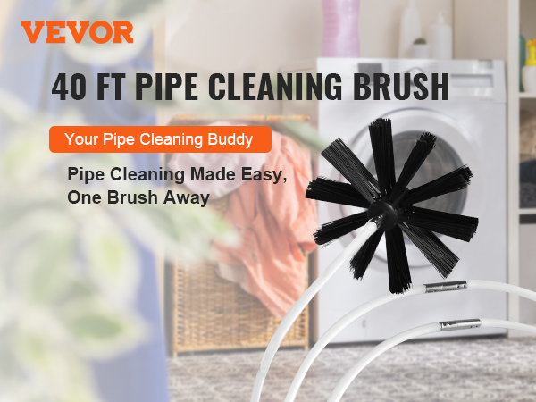 VEVOR 40 FEET Dryer Vent Cleaner Kit, 29 Pieces Duct Cleaning Brush ...