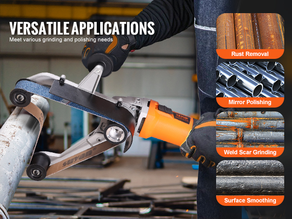 VEVOR Pipe Tube Polisher Sander, 1000W Pipe Belt Sander with 6 Variable ...