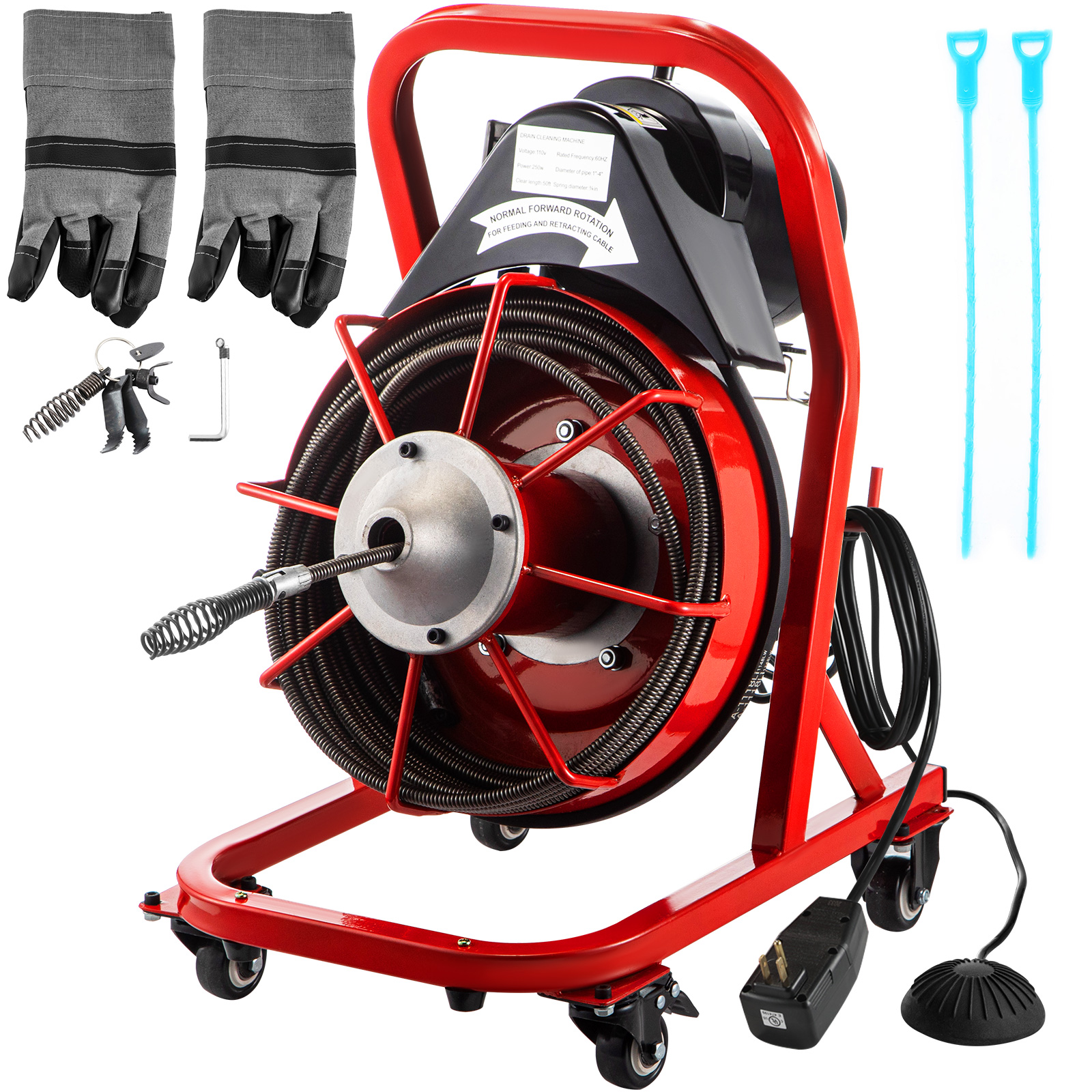 VEVOR Vevor Drain Cleaner Machineelectric Drain Auger15m X 10mm Cable ...