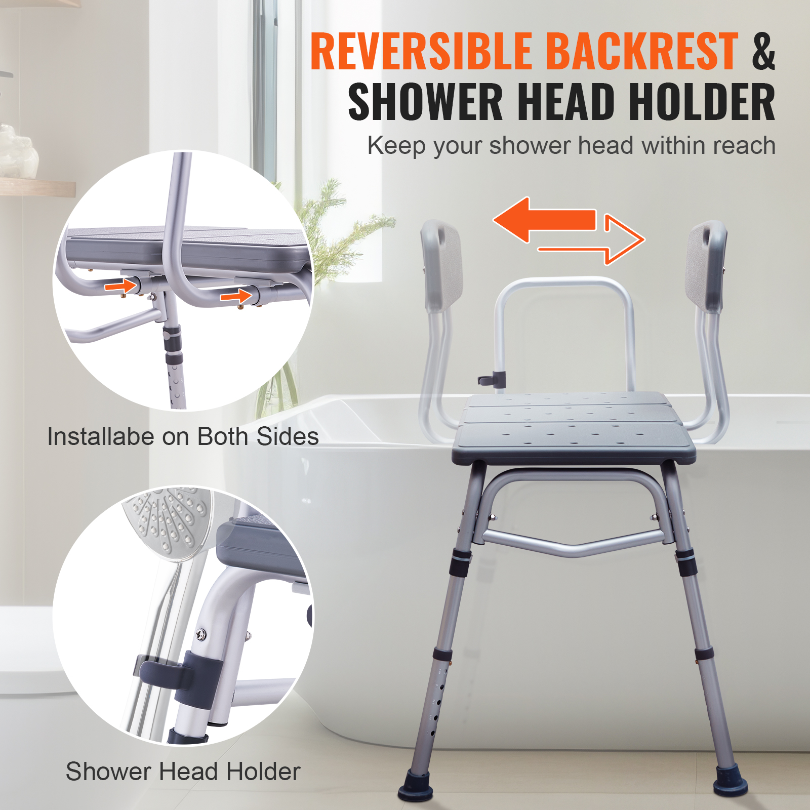 VEVOR Tub Transfer Bench Bathtub Shower Seat Adjustable 300-500LB w ...