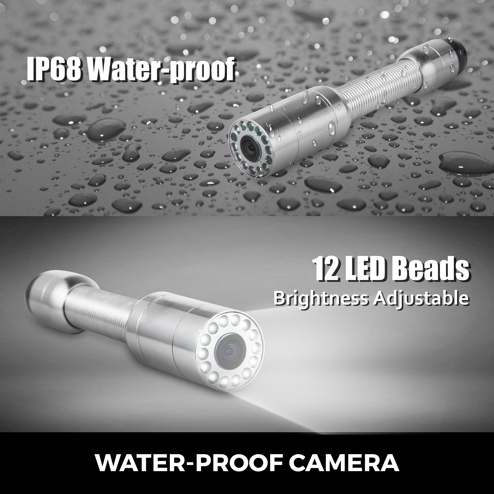 VEVOR 30M WiFi Sewer Camera 7 Inch IP68 Waterproof Pipe Camera 1000 TVL ...