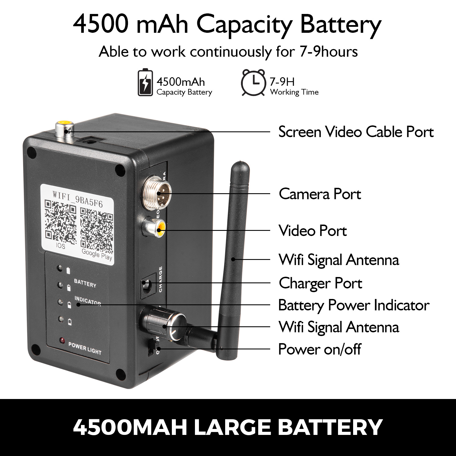 VEVOR 50M 9 Inch WiFi 23mm Pipe Inspection Camera 1000 TVL and 12 LED ...