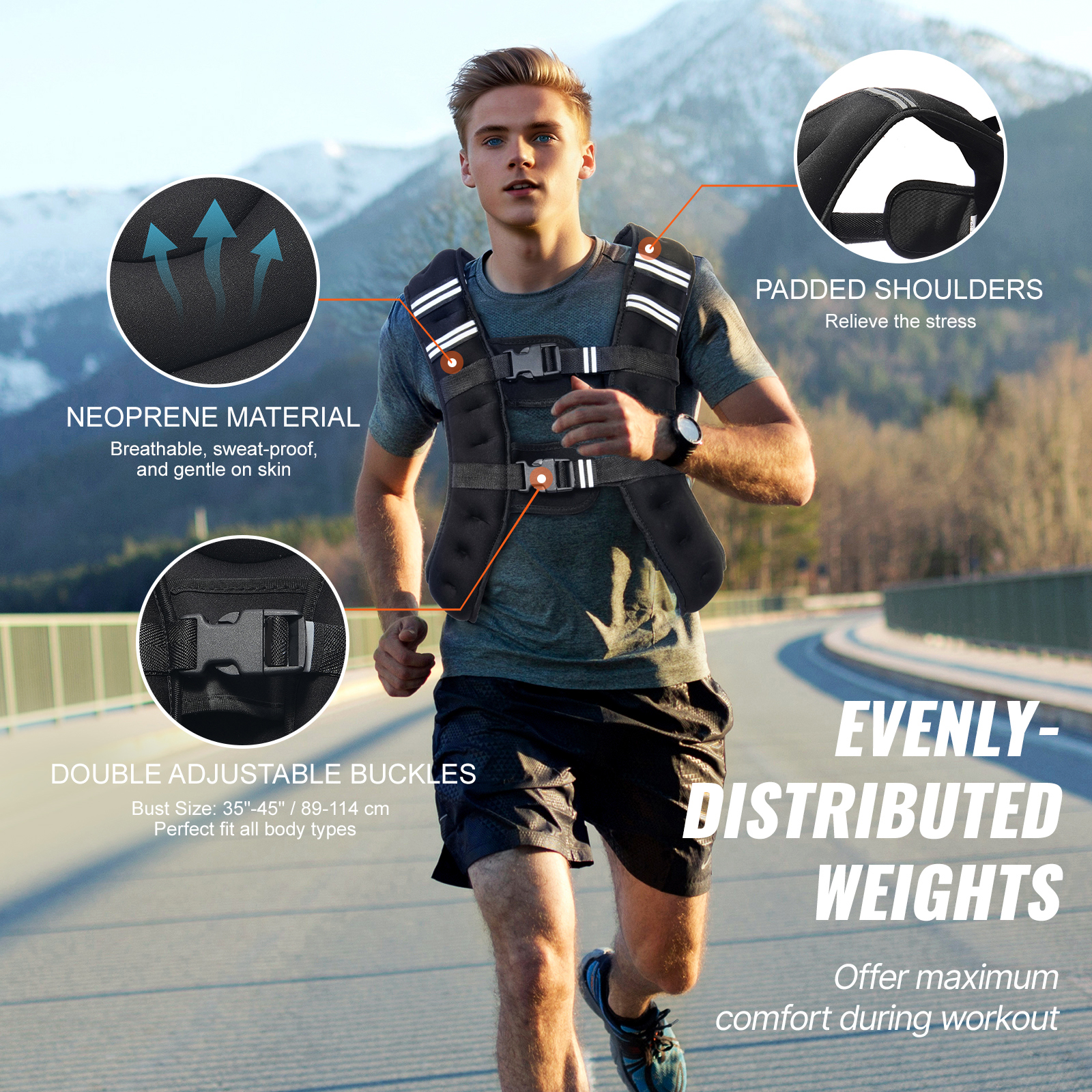 Mophorn Weighted Vest, 16 lbs Adjustable Reflective Stripe Body Weight ...