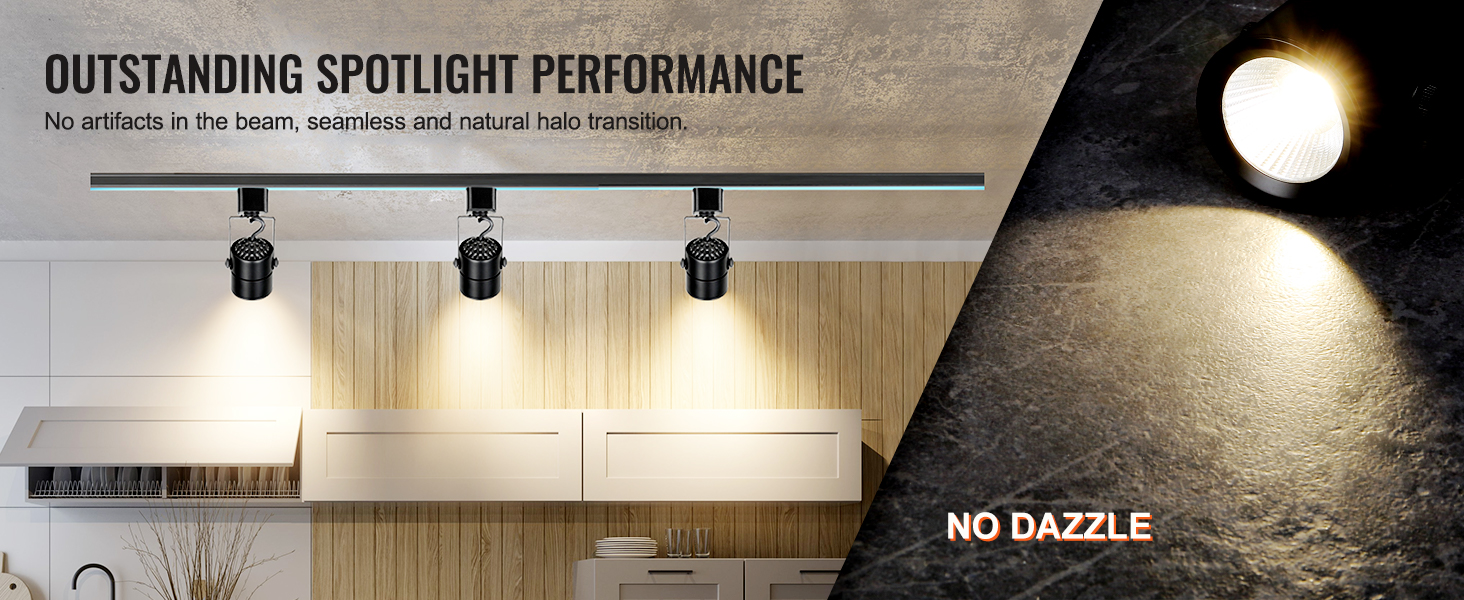 VEVOR LED Track Lighting Heads, 6.5W 3000K 470lm Warm White, Dimmable H ...