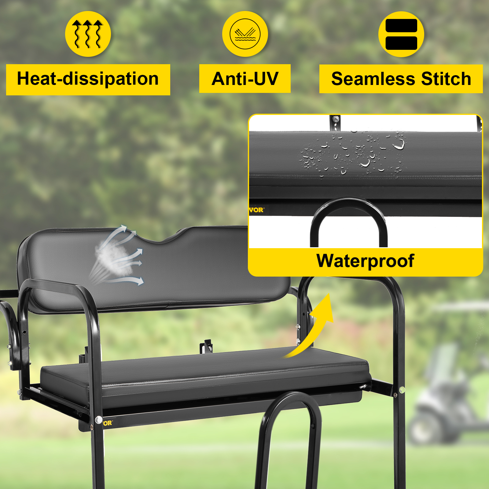 VEVOR Golf Cart Rear Flip Seat Kit Club Car DS Folding Rear Seat Kit ...