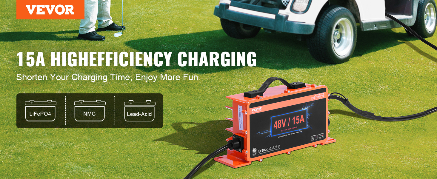 VEVOR 15 AMP Golf Cart Smart Battery Charger for Yamaha G29 Plug IP67 ...