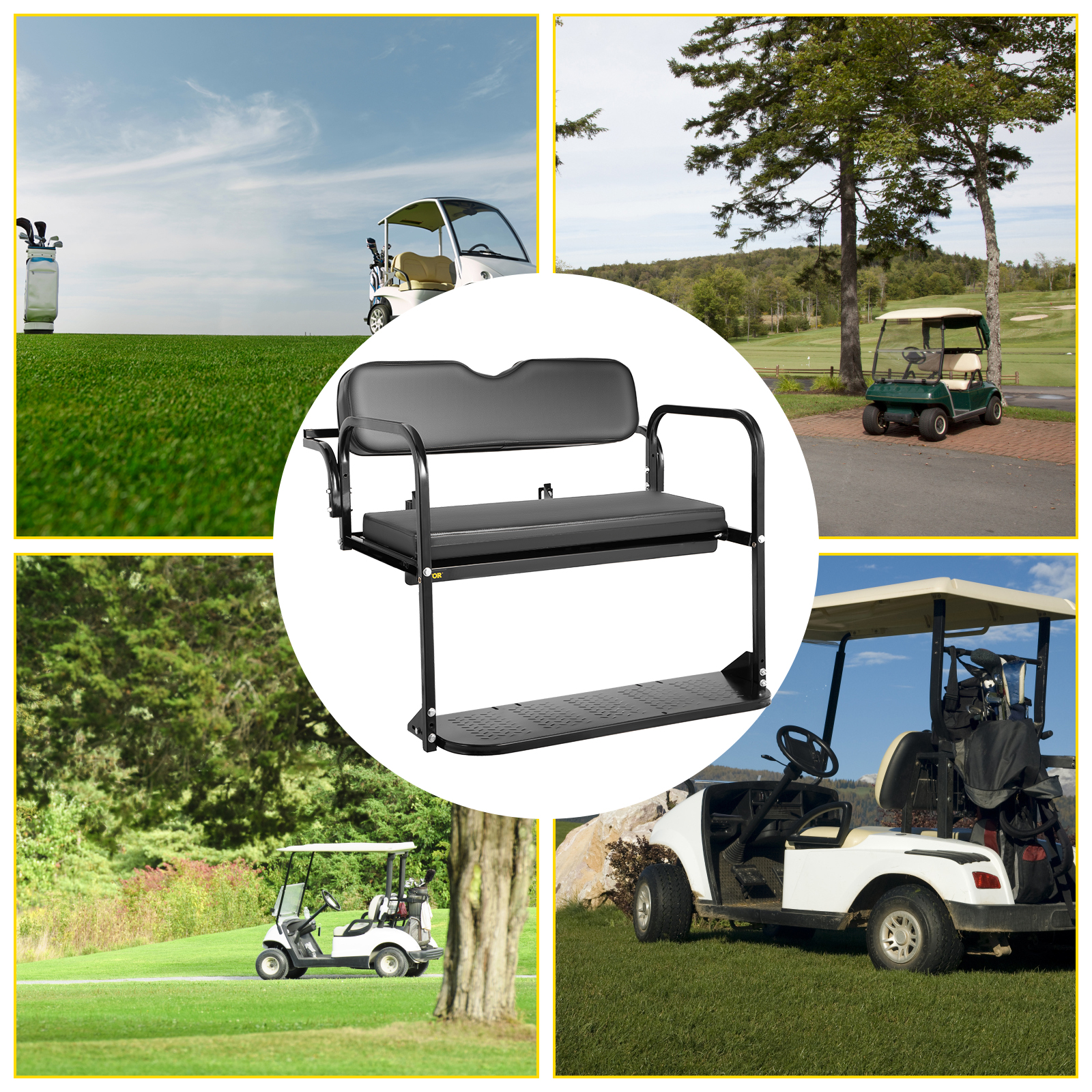VEVOR Golf Cart Rear Seat, Club Car Rear Seat for 1982-2000.5 DS Model ...