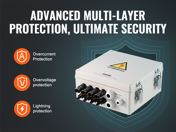 VEVOR Solar PV Combiner Box 4 String 10A for Solar Panel System ABS ...