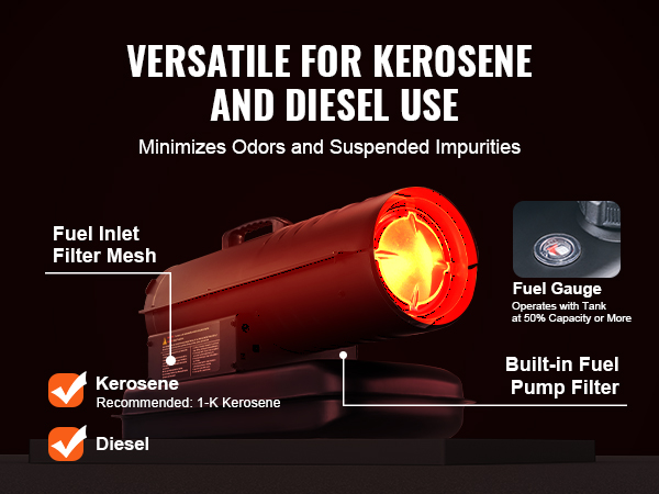 VEVOR Kerosene Forced Air Heater, 70000 BTU Portable Torpedo Diesel ...